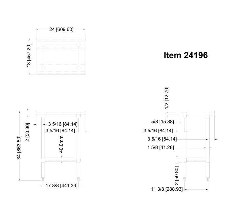 18″ x 24″ Stainless Steel Work Table with Galvanized Legs and ...