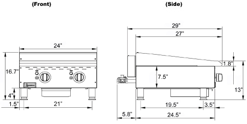 Countertop Stainless Steel Gas Griddle 2 Burners with Thermostatic ...