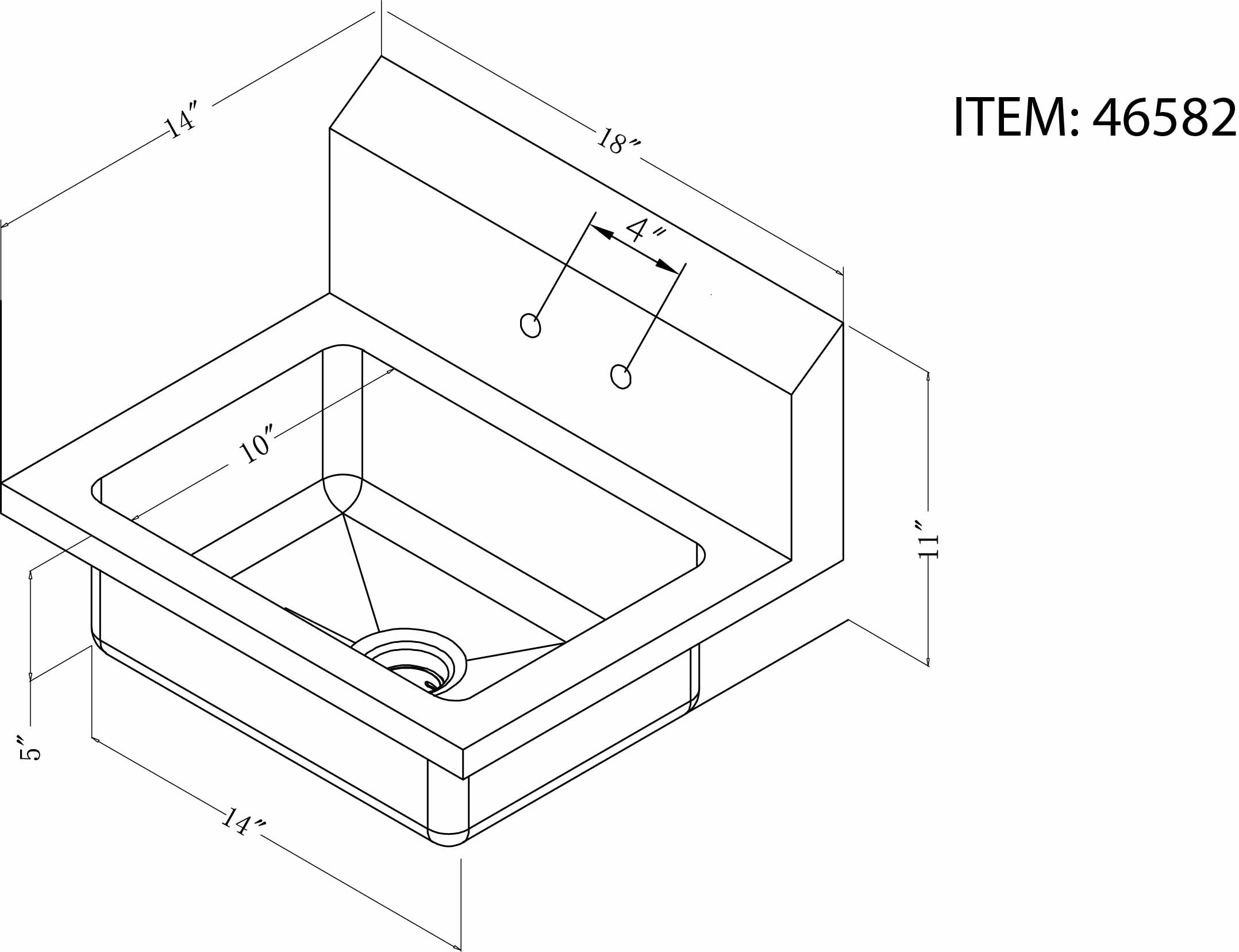 Fabricated Stainless Steel Wall Mounted Hand Sink With Two Holes – Omcan