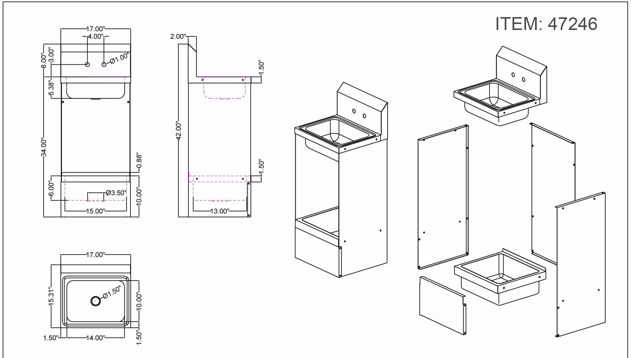 17″ Hand Sink and Floor Mop Sink Combination – Omcan