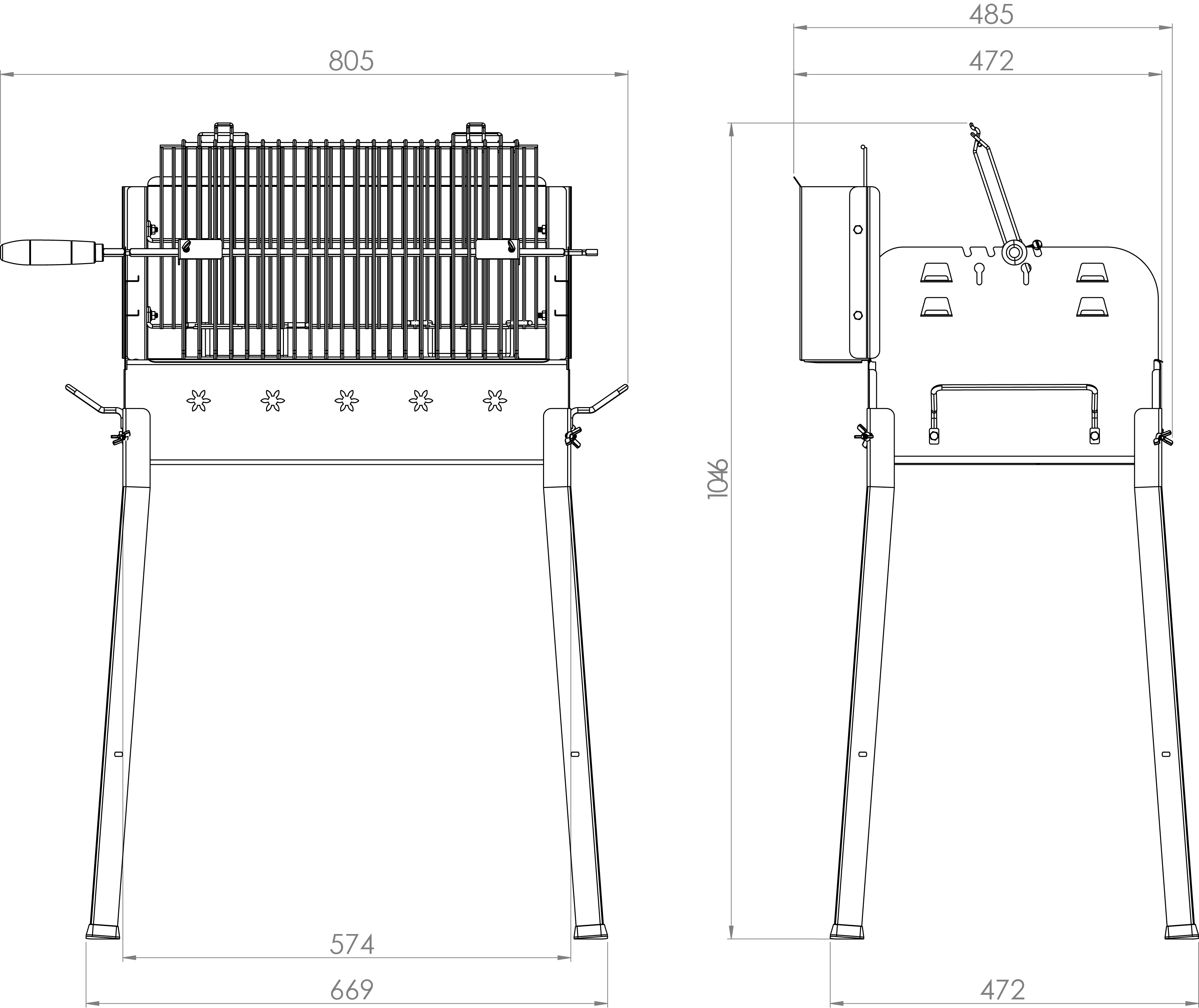 Painted Steel Charcoal BBQ Grill with Stainless Steel Double Grid and ...
