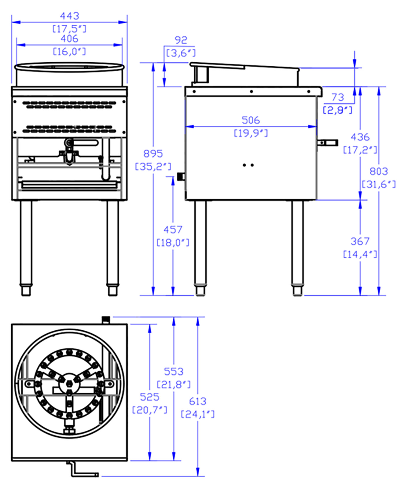 Wok Range 16″ Ring 125,000 BTU – Natural Gas – Omcan