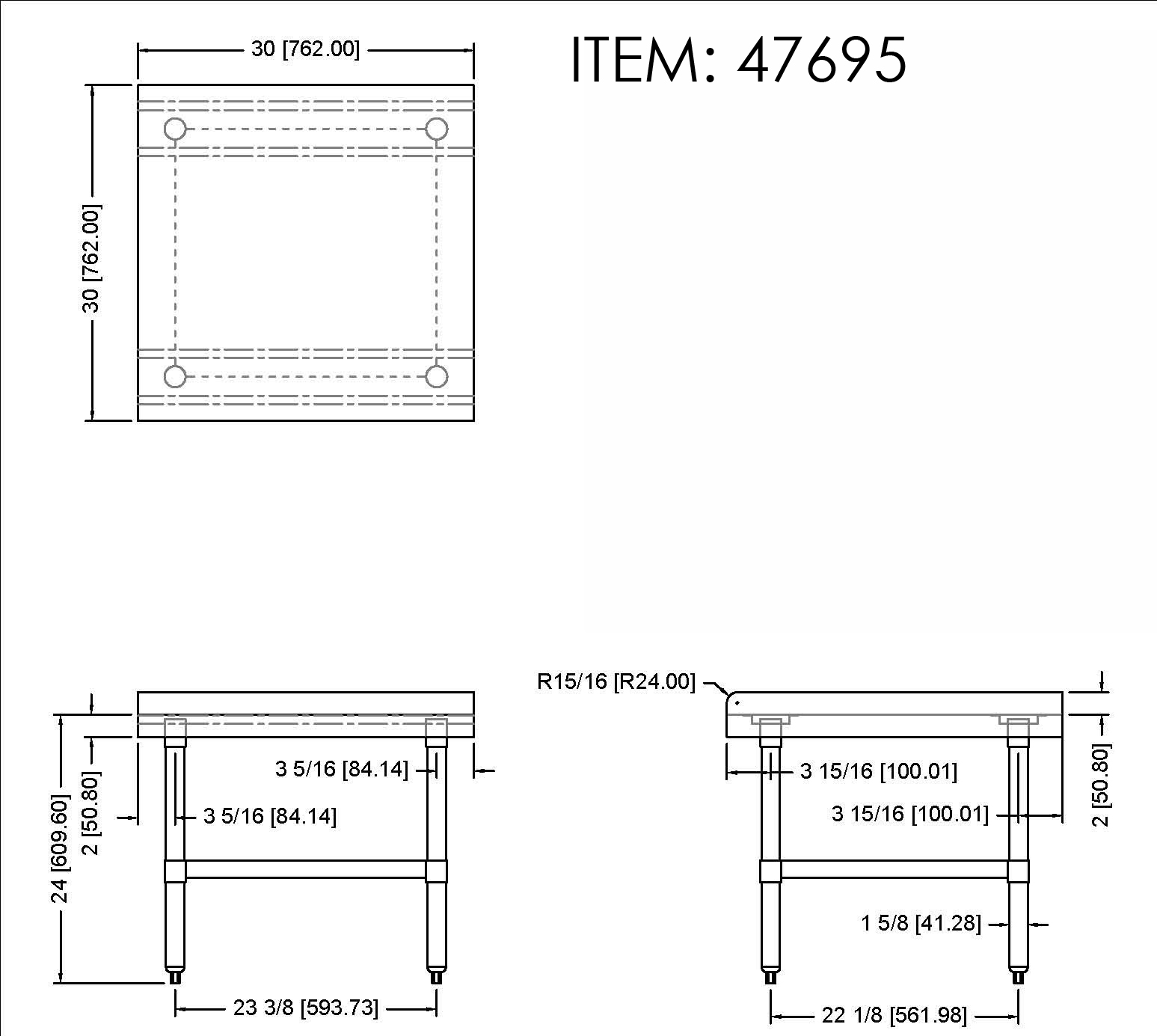 30″ x 30″ Stainless Steel Equipment Stand with Stainless Steel ...